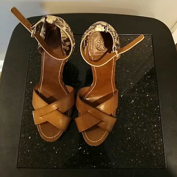 Tory Burch | Shoes | Tory Burch Womens Brown Livia Snake Wedge Sandal ...